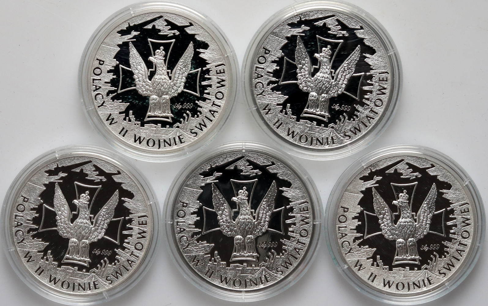 Polska, zestaw 5 medali, Polacy w II Wojnie Światowej, sreb - Numimarket.pl Polska, zestaw 5 medali, Polacy w II Wojnie Światowej, sreb - Numimarket.pl